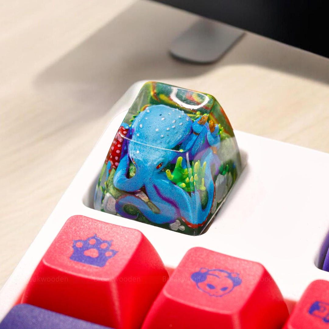 Keycaps Octopus Artisan, Keycaps Custom Artisan, Blue Keycaps, Custom ...