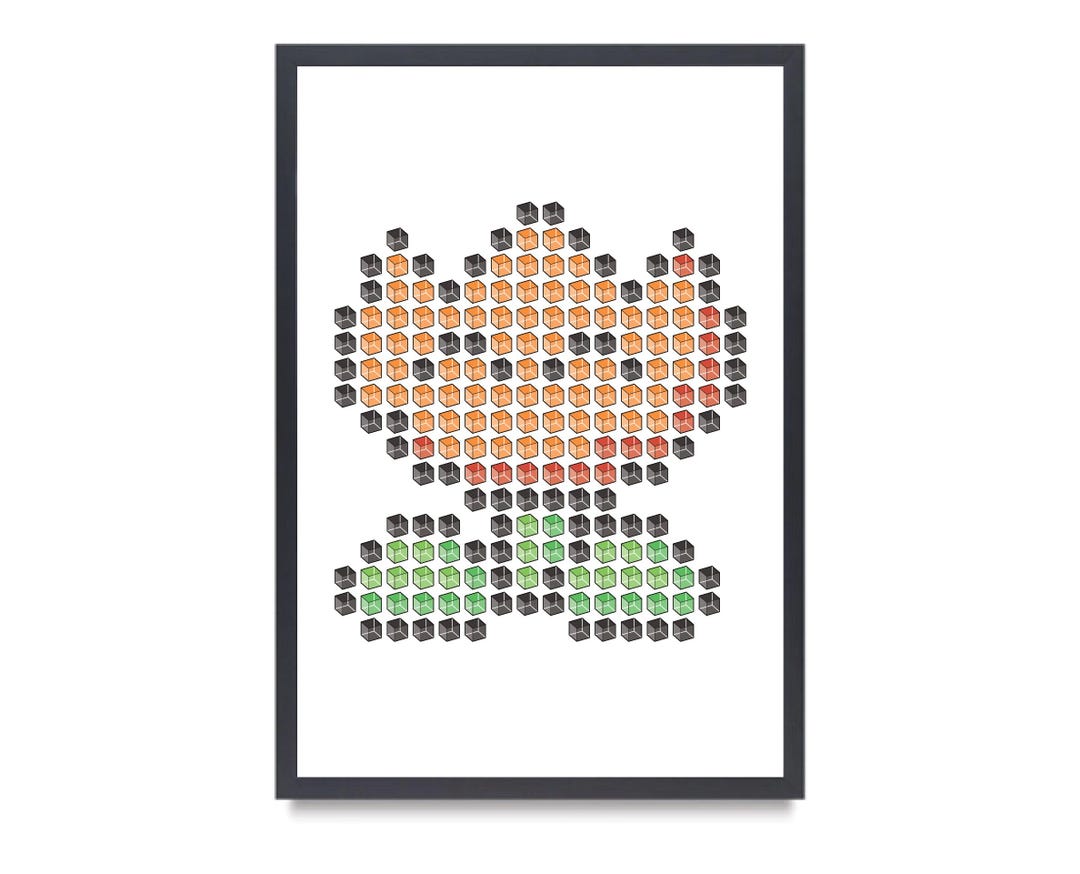 Pixel Art Fire Flower Poster | Super Mario | Nintendo | Wall Art ...