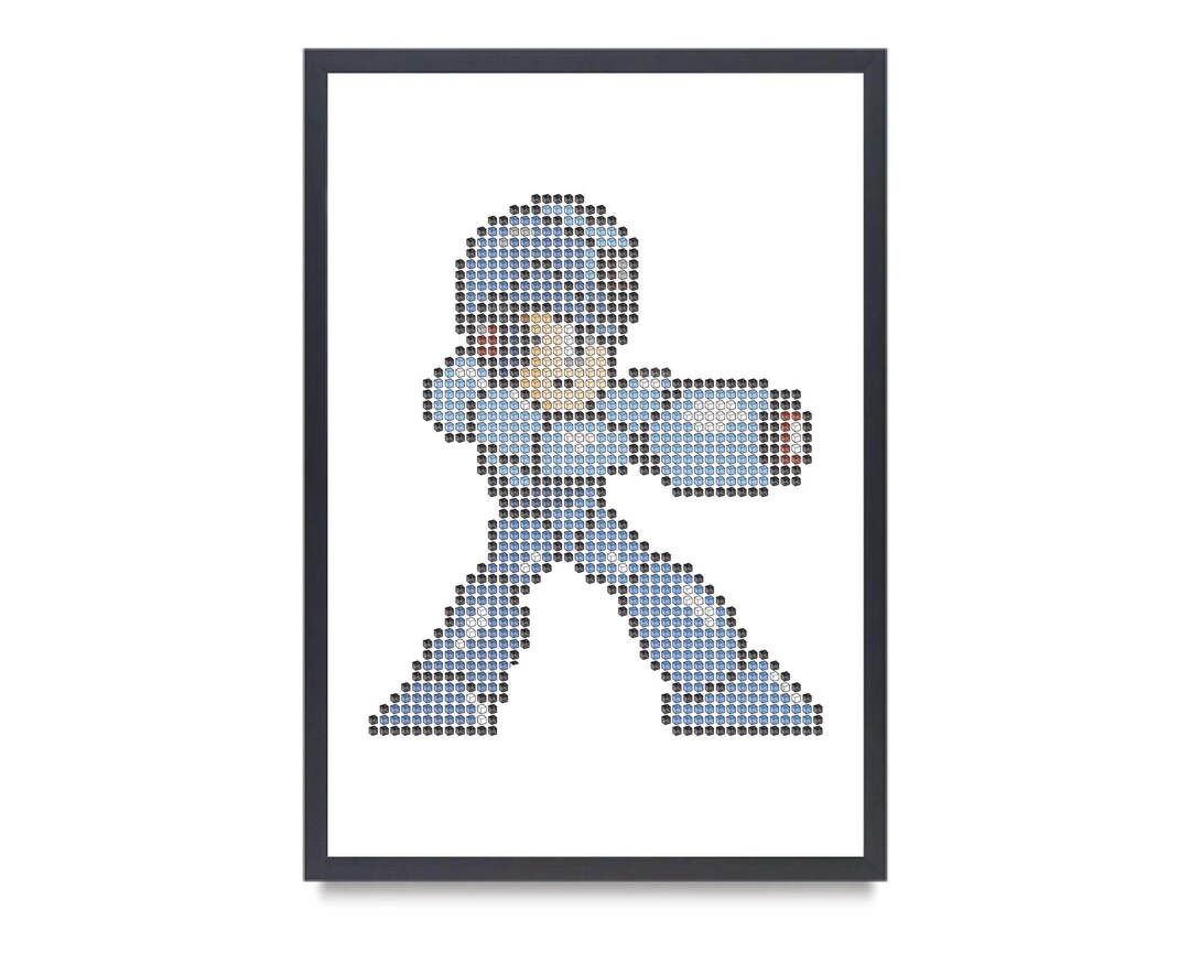 Pixel Art Mega Man Poster Tongue Out Wall Art Decor Print Digital ...