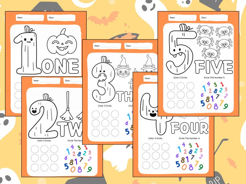 Halloween Number Coloring Pages for Toddlers | Printable 1-10 ...