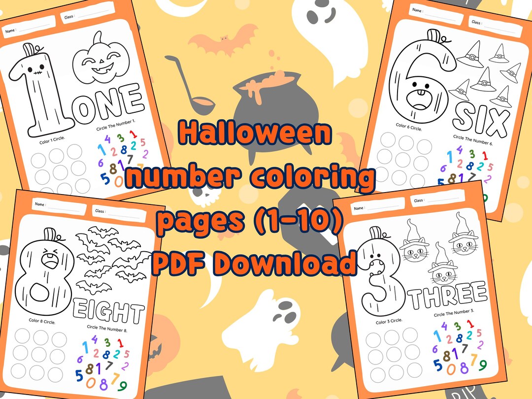 Halloween Number Coloring Pages for Toddlers | Printable 1-10 ...