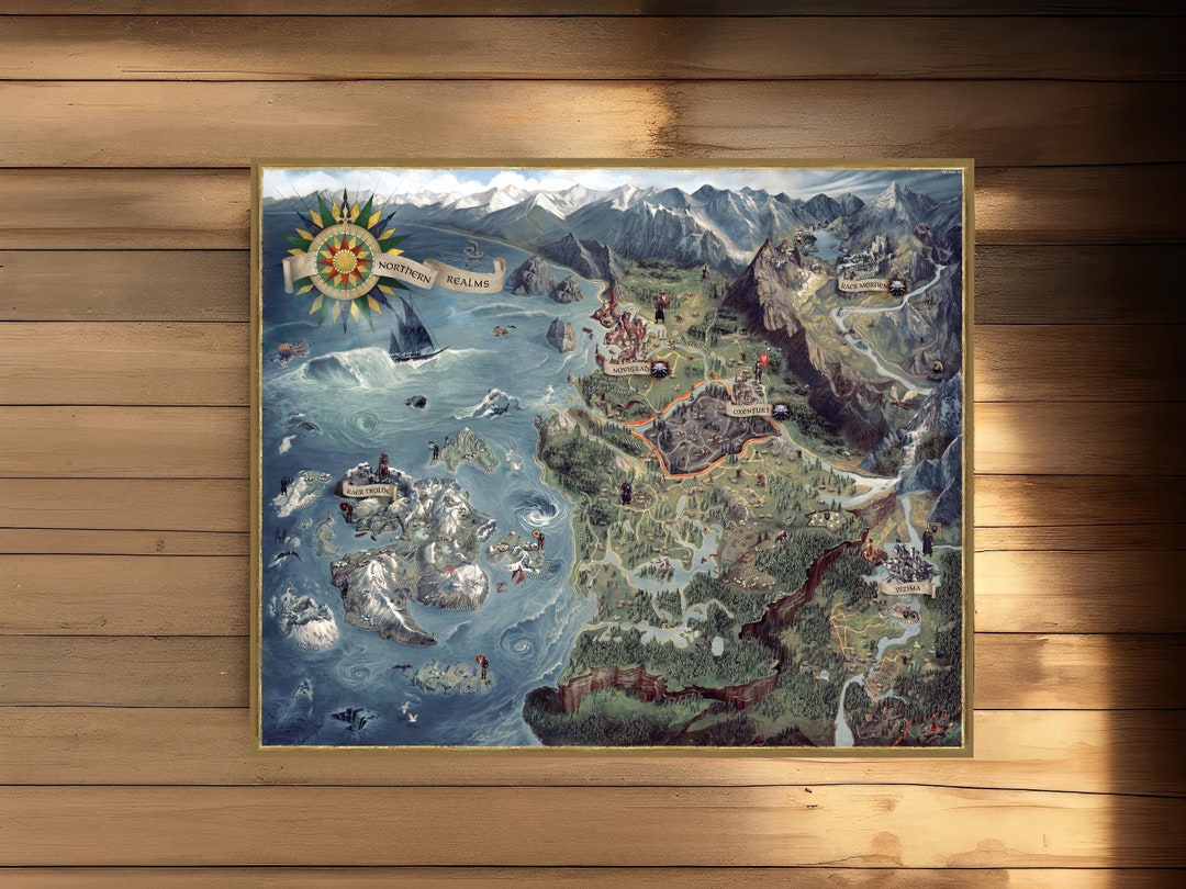 HD 10k Poster the Witcher 3 World Map, Northern Realms Gwent Bridge Map ...