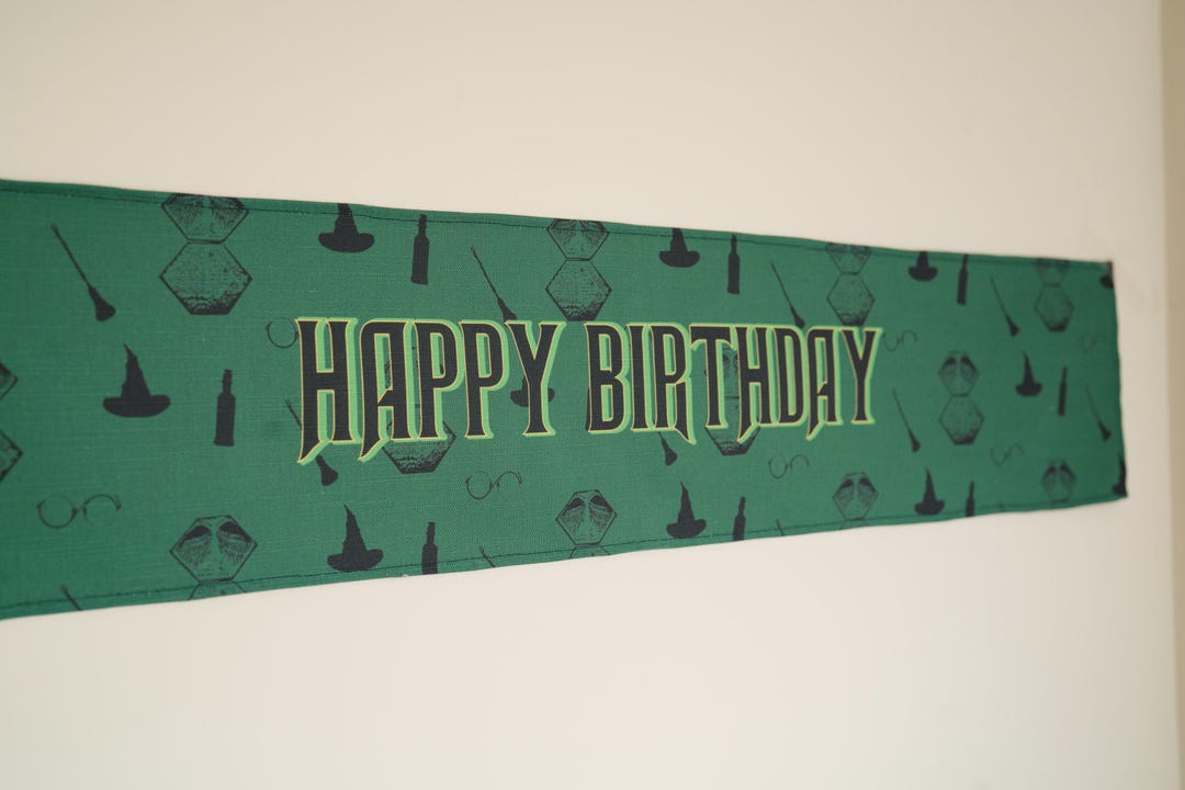 Elphaba Birthday Banner | Wicked Party Decor | Cotton-linen Reusable ...