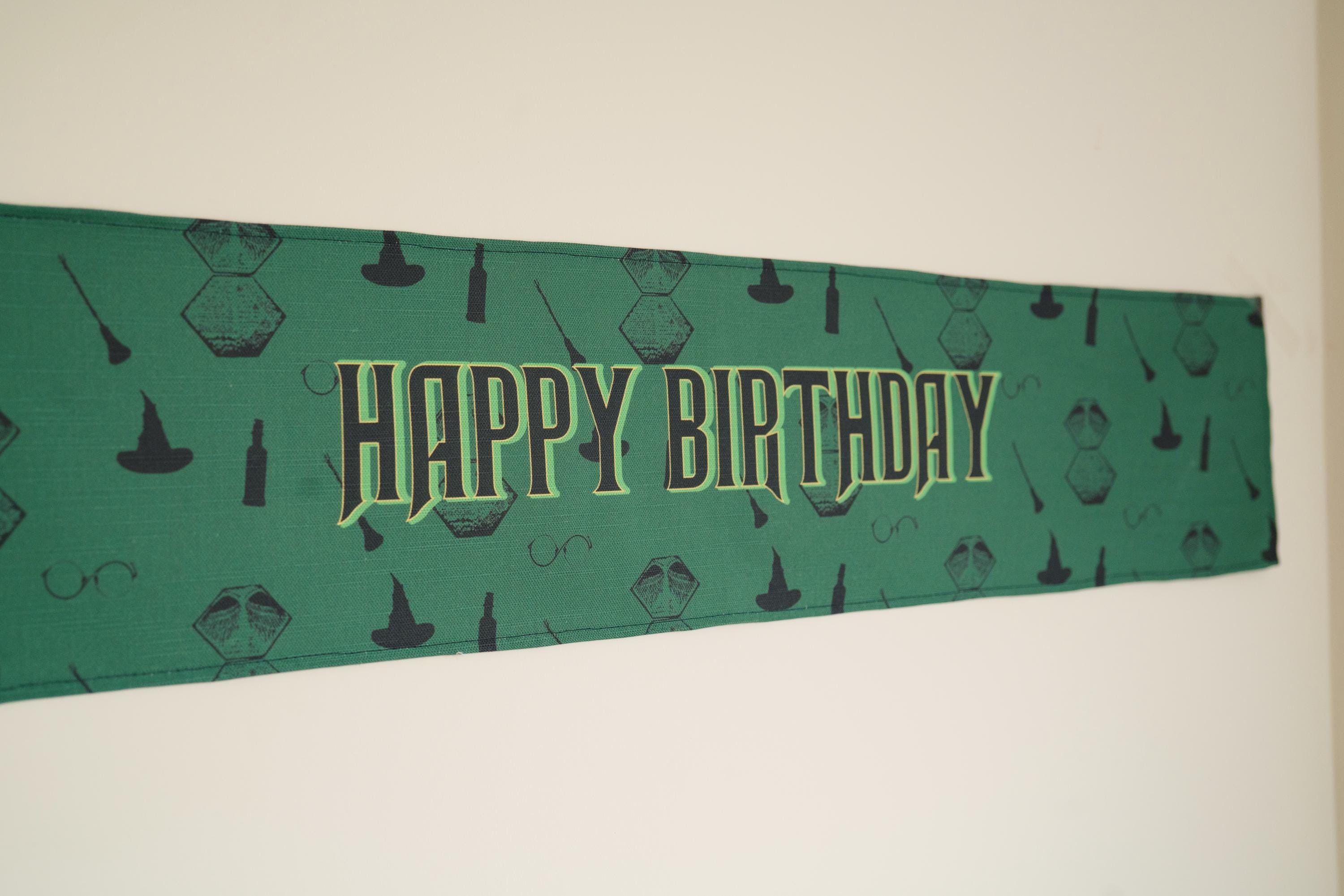 Elphaba Birthday Banner | Wicked Party Decor | Cotton-linen Reusable ...