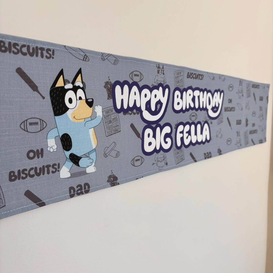 Bandit Bluey's Dad Birthday Banner | Cotton Linen Reusable Birthday ...