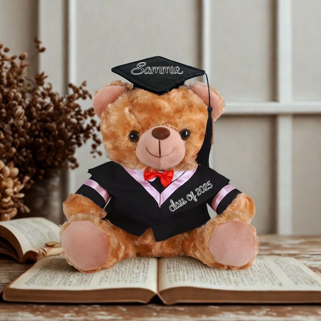 Personalized Graduation Bear With Name,grad Teddy Bear With Mortarboard ...