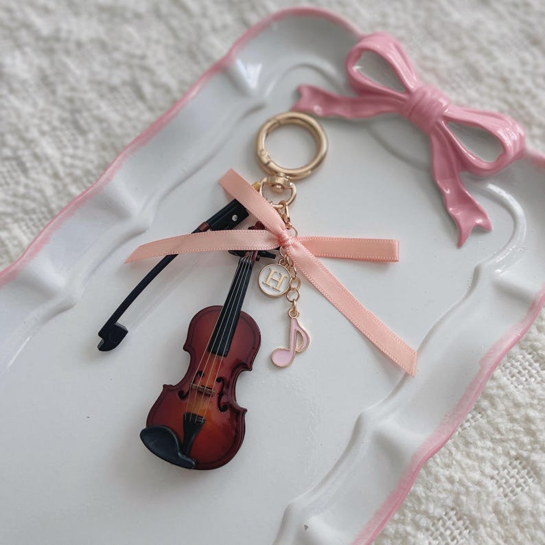 Custom Initial Violin, Viola Keychain Charm – Personalized Valentine‘s ...
