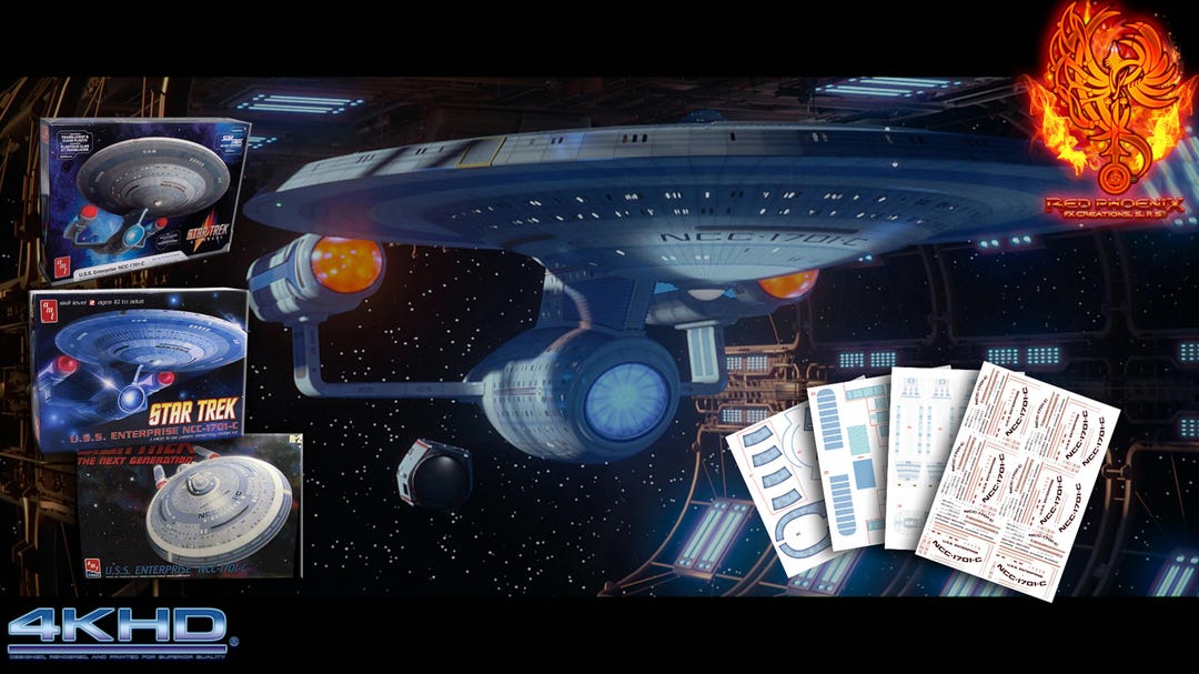 U.S.S. Enterprise-c Scale 1/1400 Aztec / Hull Decal Set Enhanced Detail ...