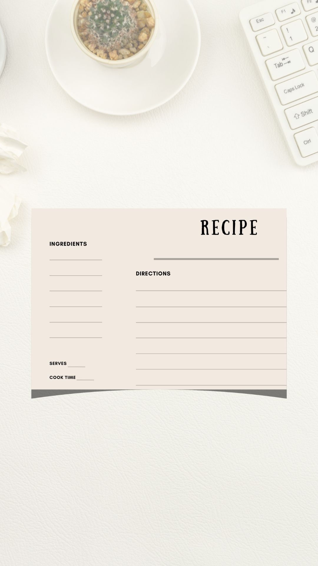 Clean Classy Printable Recipe Card Template, Instant Download, - Etsy