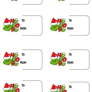 Printable Christmas Grinch Tags A4 X8 - Etsy UK