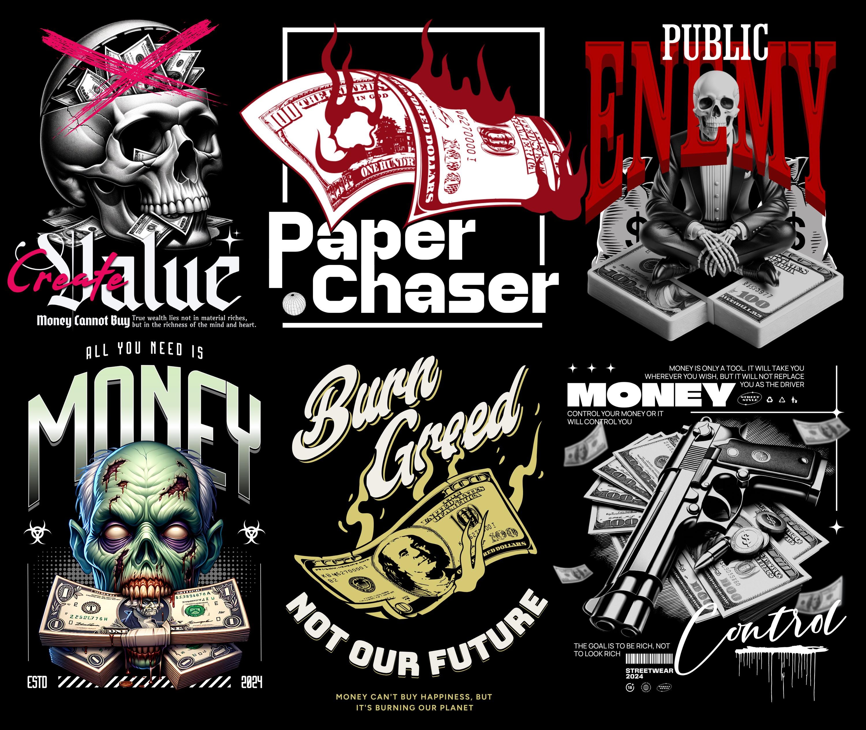 100 Dollar Bill PNG Bundle | Streetwear Money Designs | Printable ...