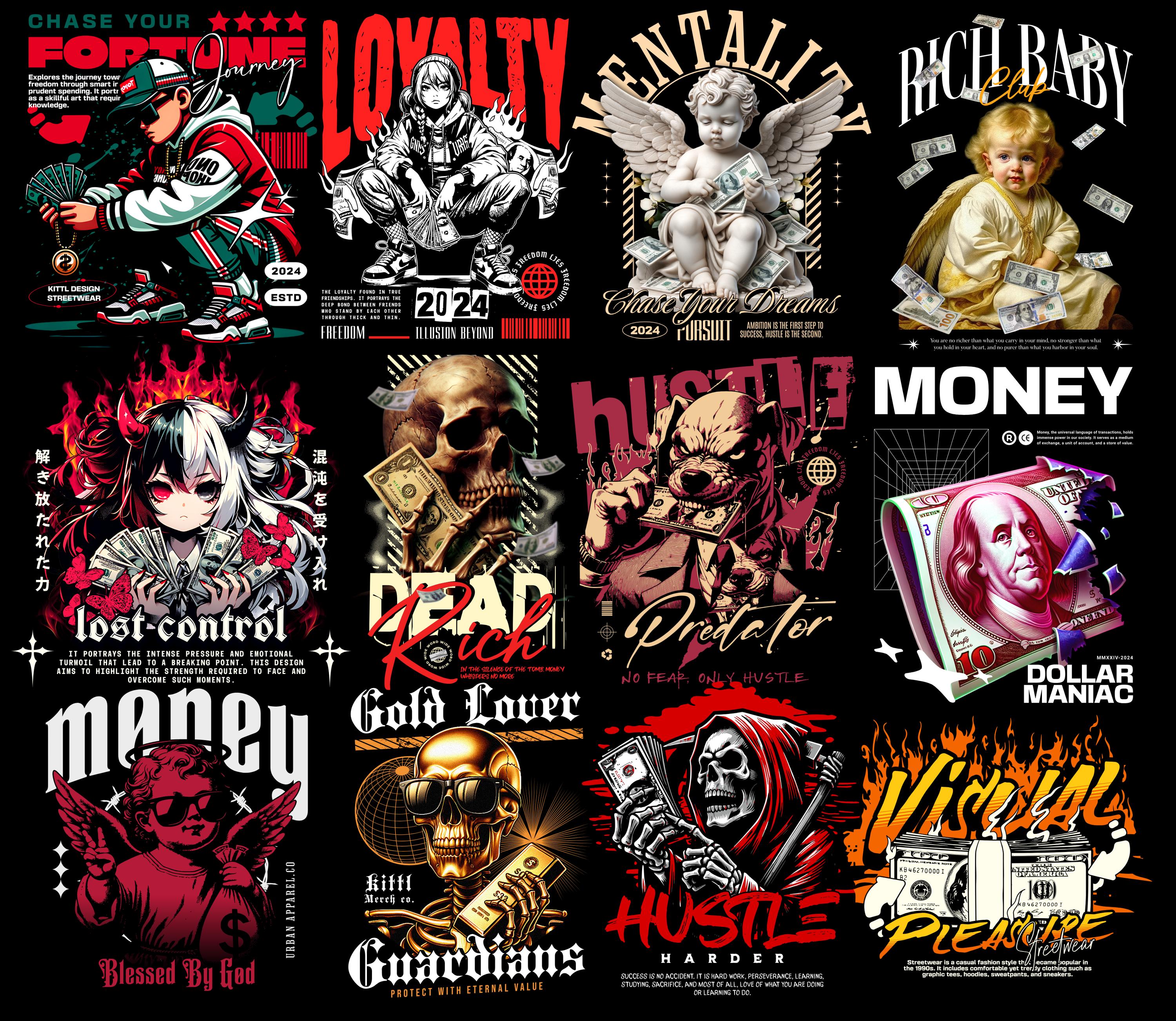 100 Dollar Bill PNG Bundle | Streetwear Money Designs | Printable ...