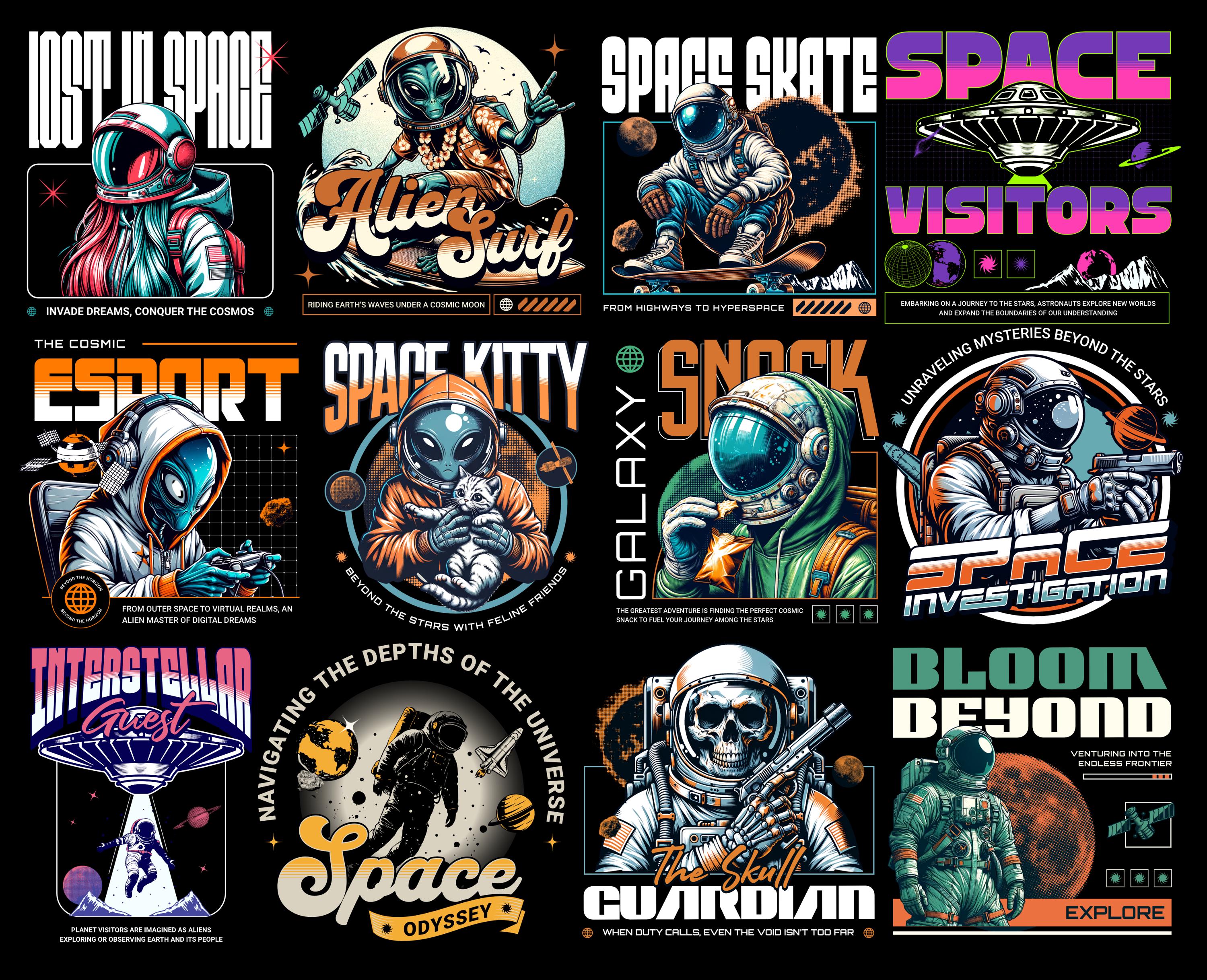 Alien PNG Design Bundle – Extraterrestrial Clipart Set for Digital Art ...