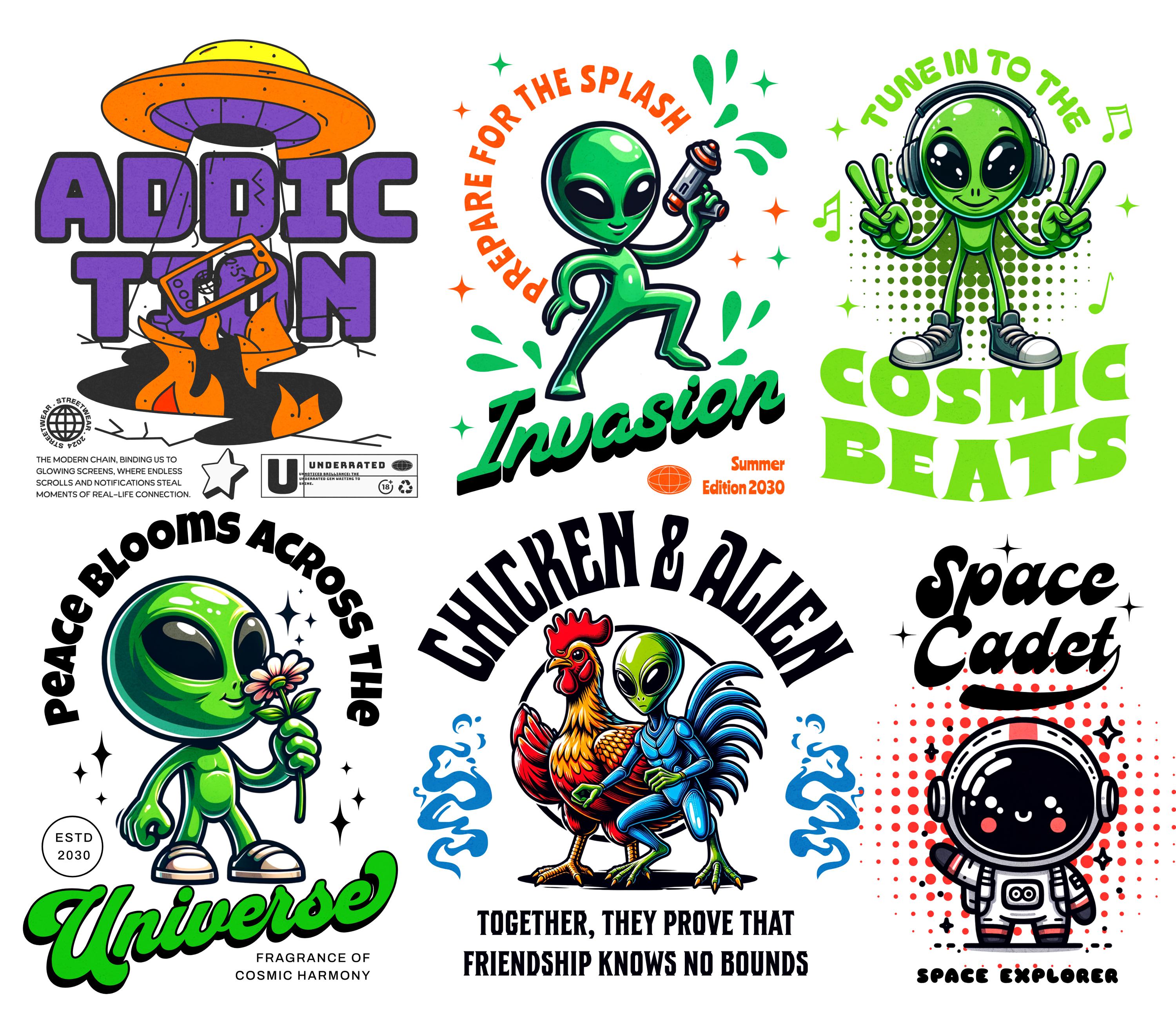 Alien PNG Design Bundle – Extraterrestrial Graphics - Etsy