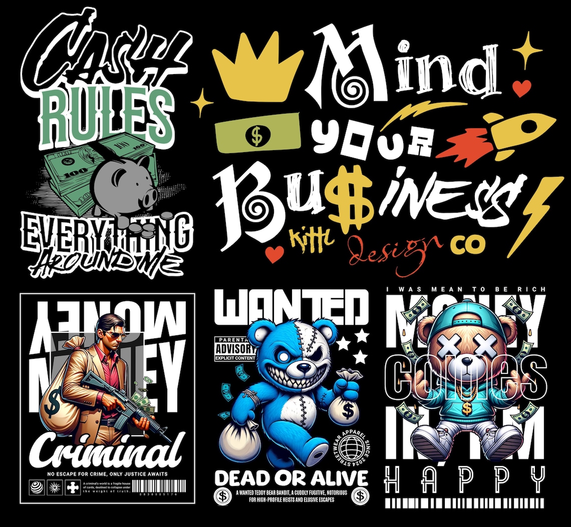 100 Dollar Bill PNG Bundle | Streetwear Money Designs | Printable ...