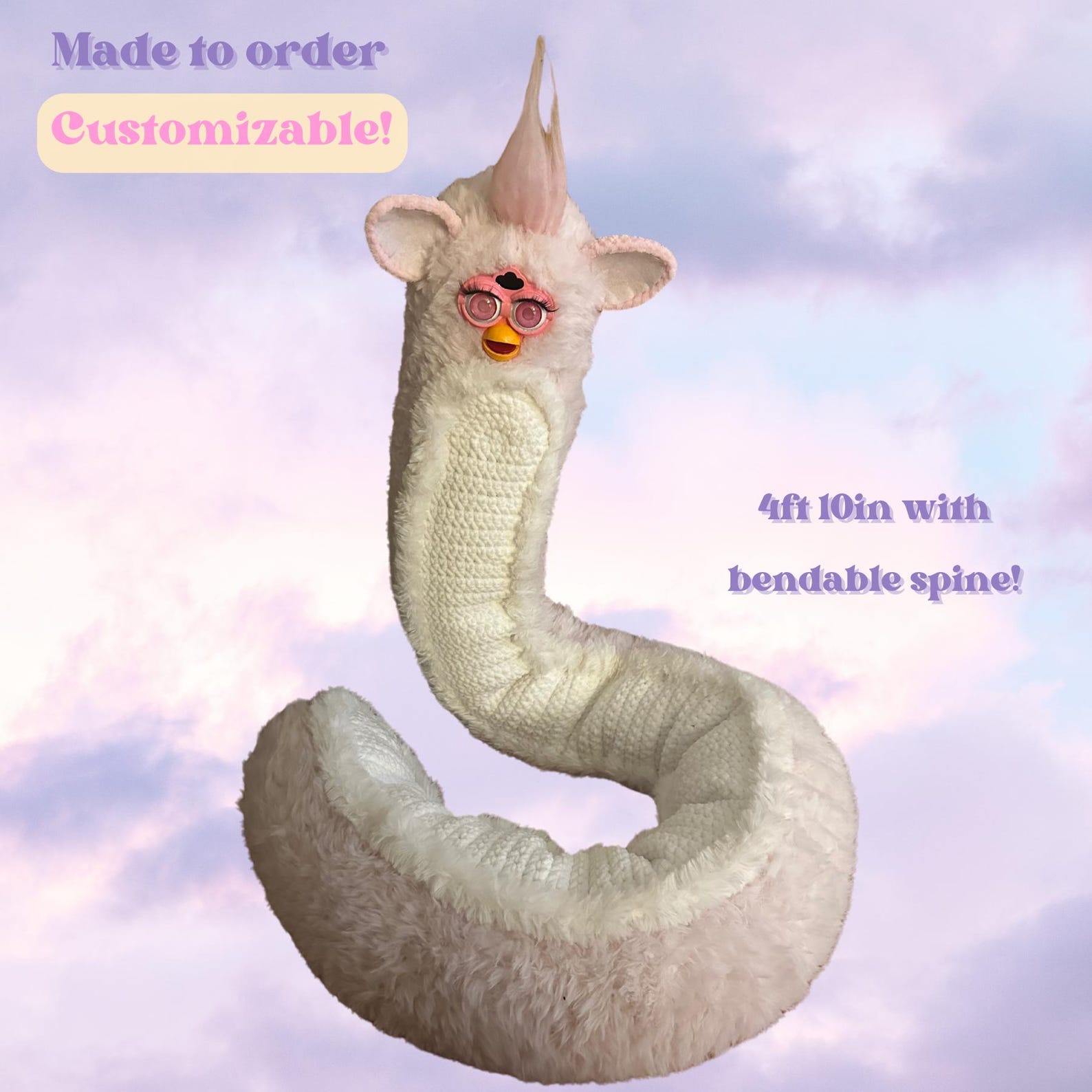 Long Furby Plush WITHOUT Legs 5ft Long/ Cursed Worm/ Amigurumi/ made to ...