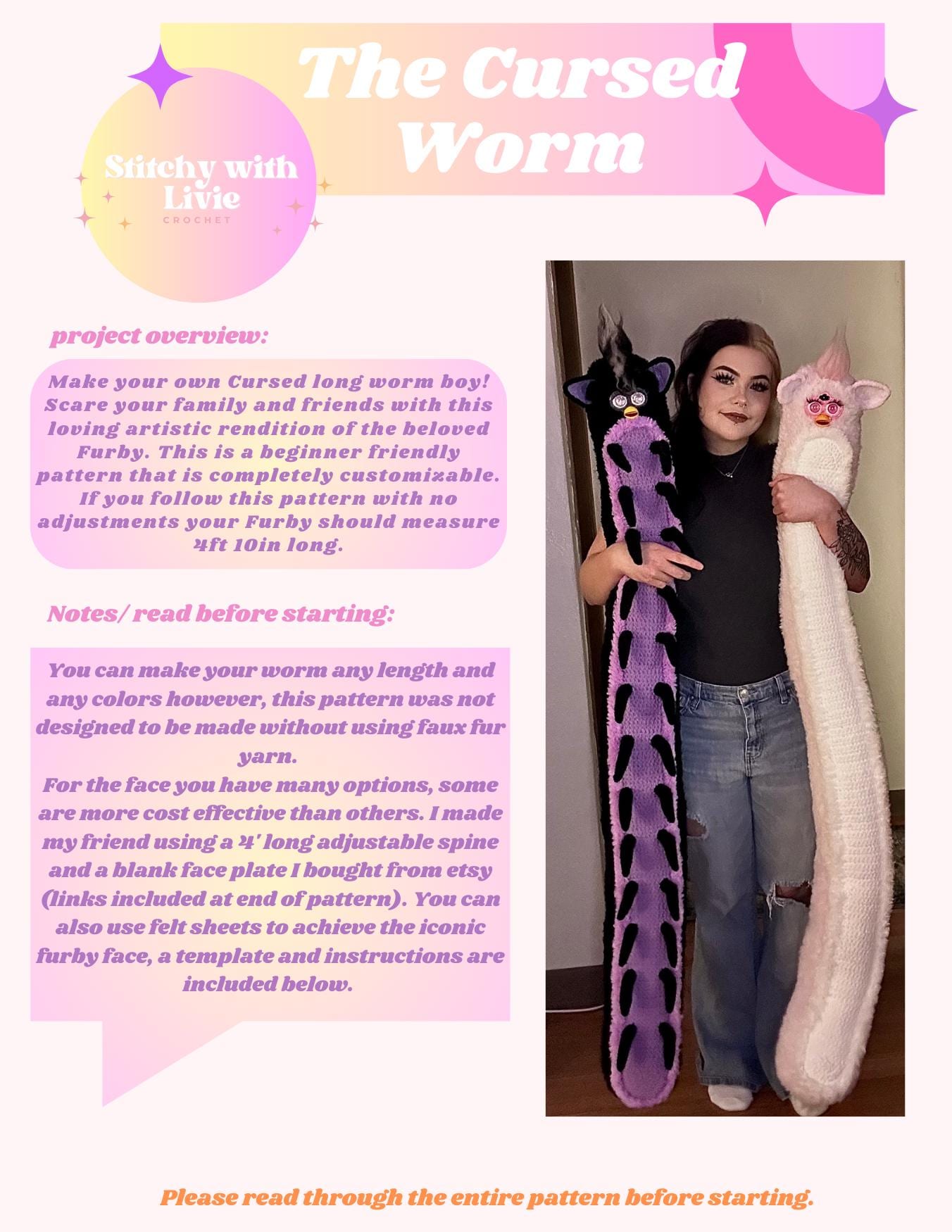 Crochet Cursed Worm/ Long Furby Crochet Pattern - Etsy