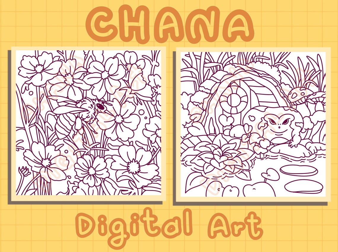 Cute Animals Digital Coloring Pages for Kids and Adults - Etsy