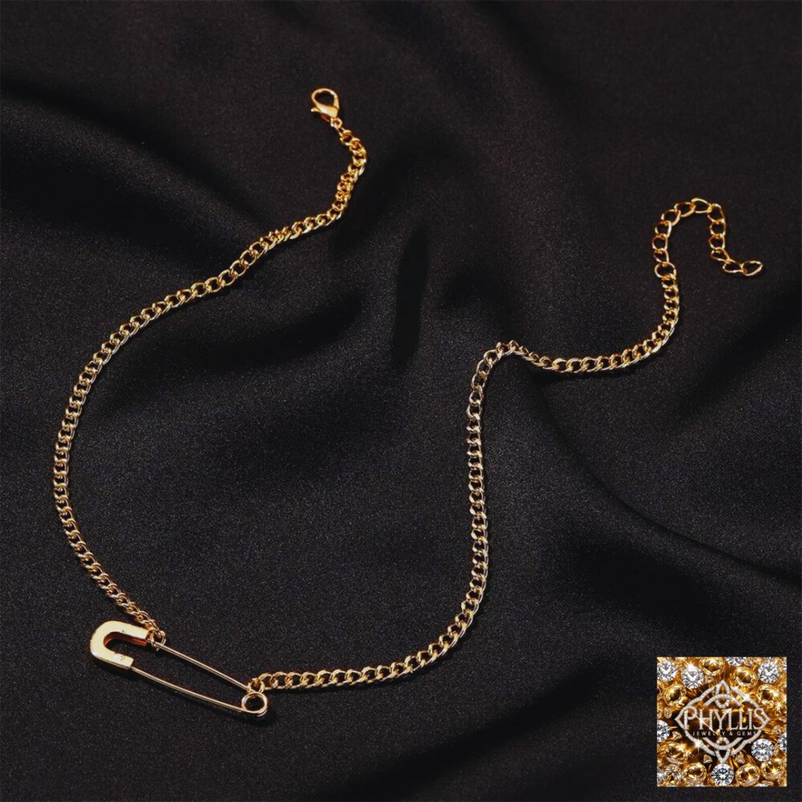 Safety Pin Chokers Necklace for Women Personality Paperclip Clavicle ...