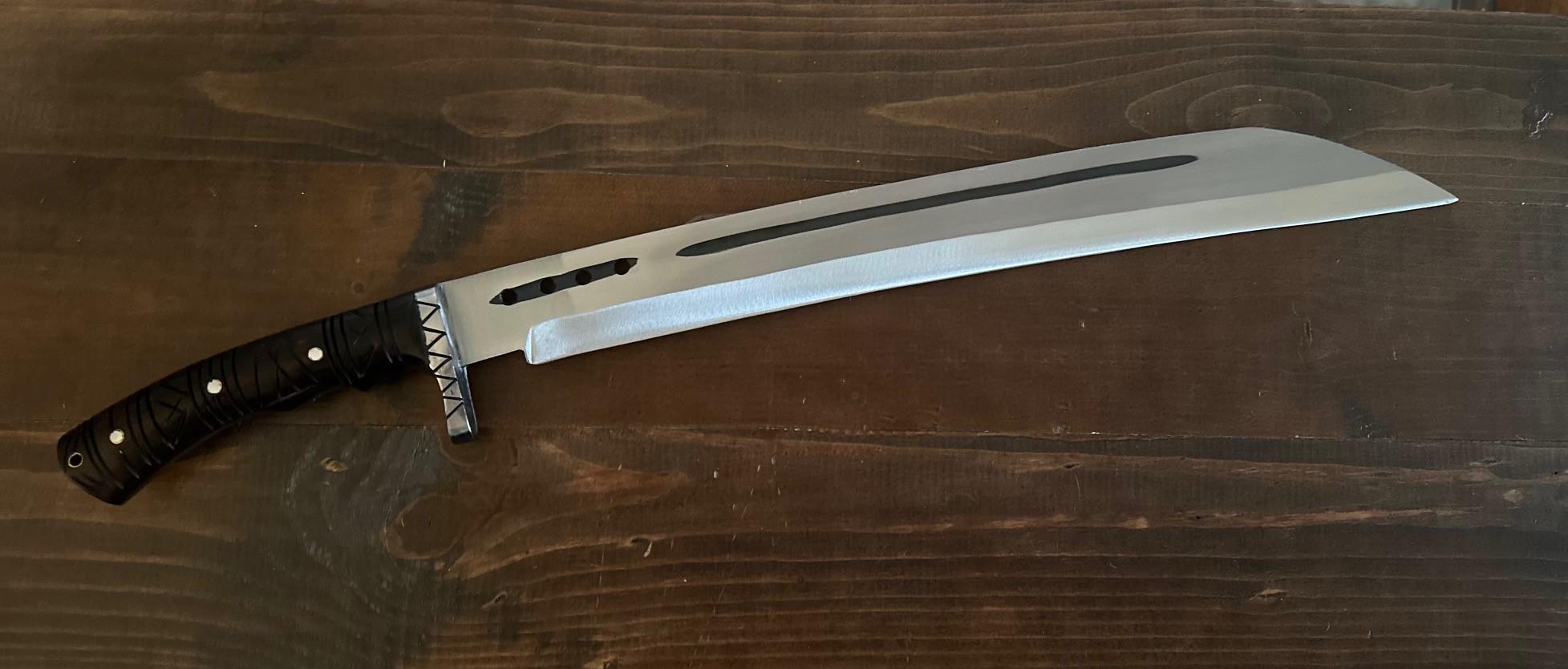 Hand Forged Machete, Spring Steel, Etched Handle, Sword Type Machete ...