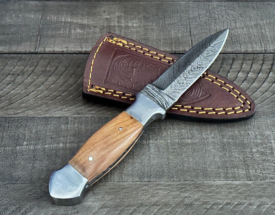 Damascus Steel Boot Knife, Fixed Blade Knife, Gift for Her, Boot ...