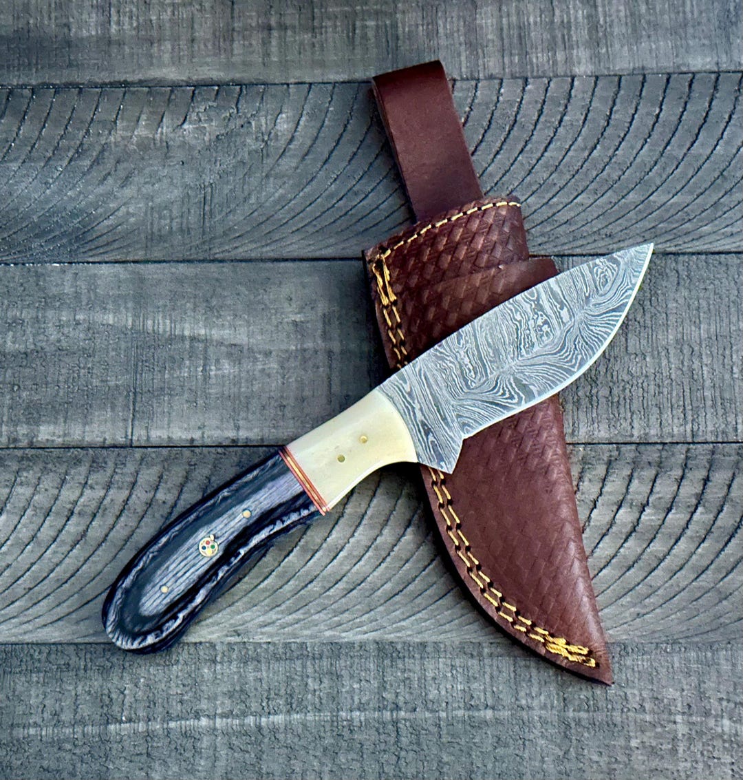 Fixed Blade Damascus Steel Knife, Hunting Knife, Fixed Blade Knife ...