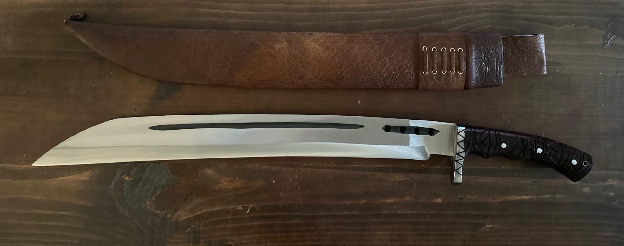 Hand Forged Machete, Spring Steel, Etched Handle, Sword Type Machete ...