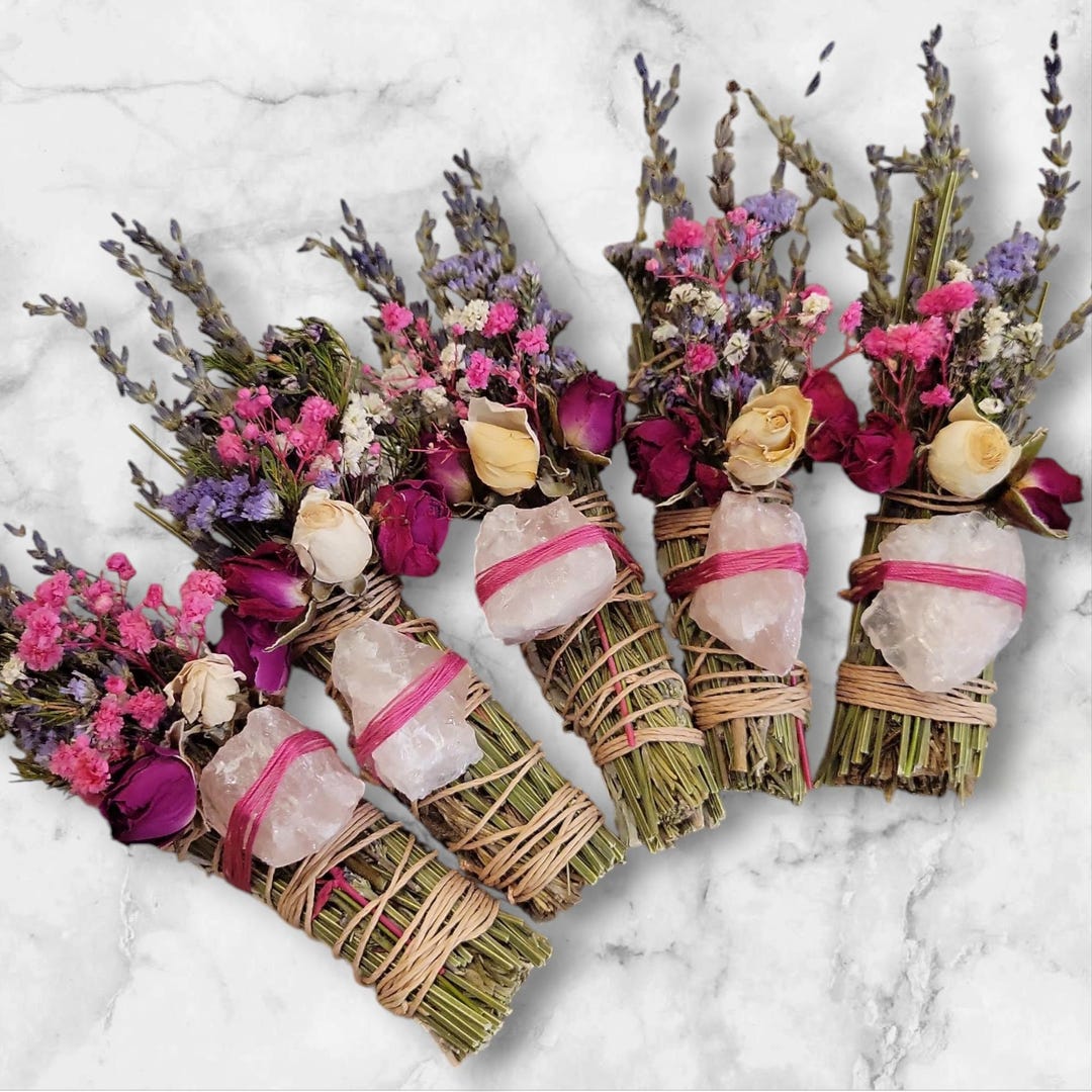 Rose Quartz Sage With Rosemary, Lavender, and White Sage - Etsy