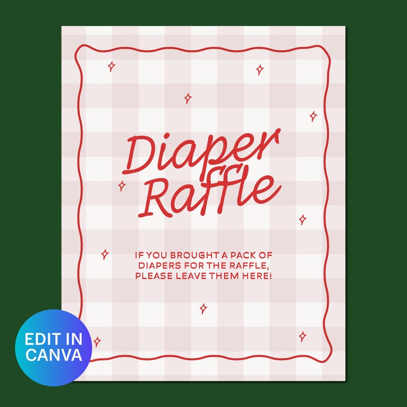 Italian Baby Shower Diaper Raffle Sign: 8x10 Printable (instant ...