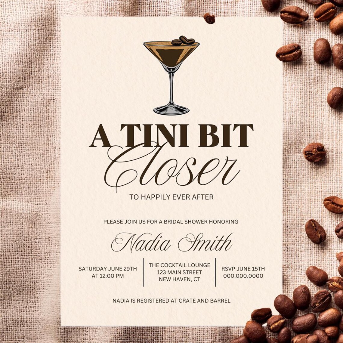 A Tini Bit Closer Cocktail Sign | Espresso Martini Sign | Signature ...