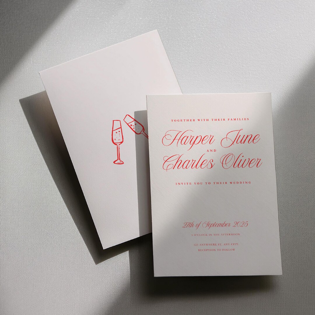 Editable Romantic Script Wedding Invitation 5x7 | Customizable Canva ...