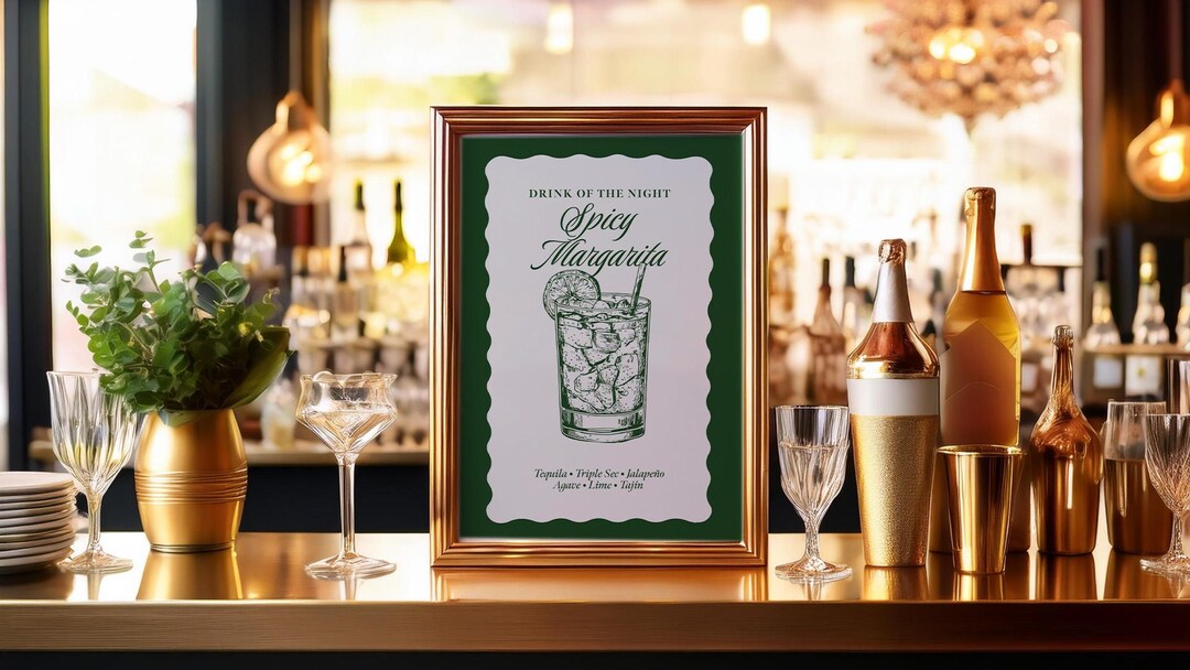 Spicy Margarita Signature Drink Sign | Custom Wedding Bar Decor | 4x6 ...