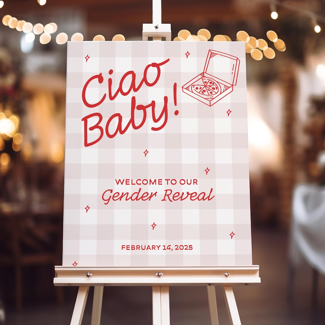 Welcome Sign 24x36 – Ciao Baby Gender Reveal | Editable Canva Template ...