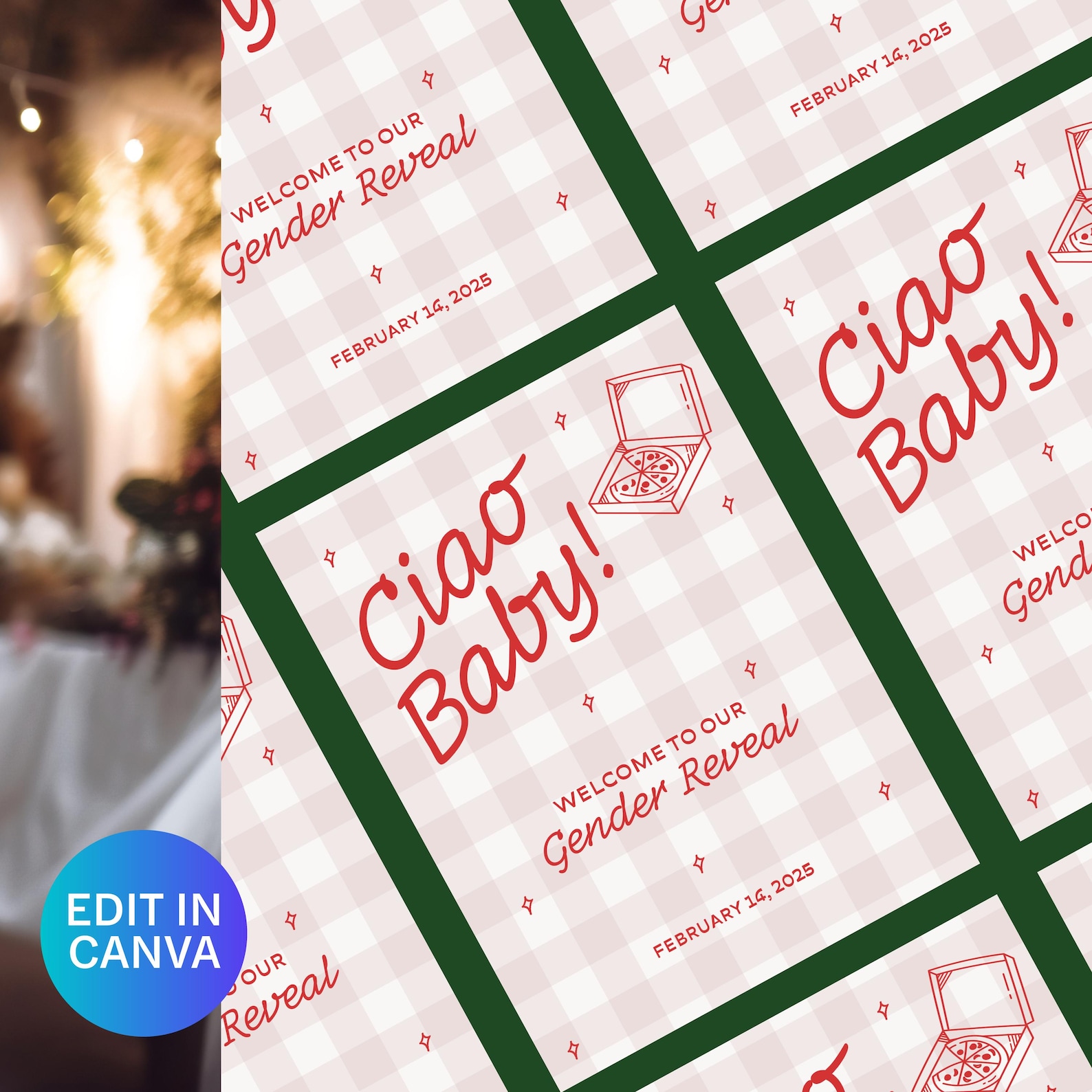 Welcome Sign 24x36 – Ciao Baby Gender Reveal | Editable Canva Template ...