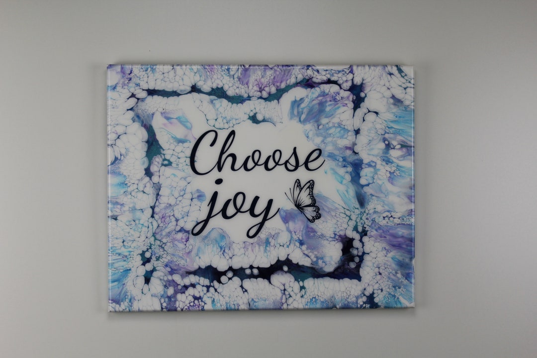Choose Joy, Abstract Art With an Inspiration Quote in Beautiful Blues ...