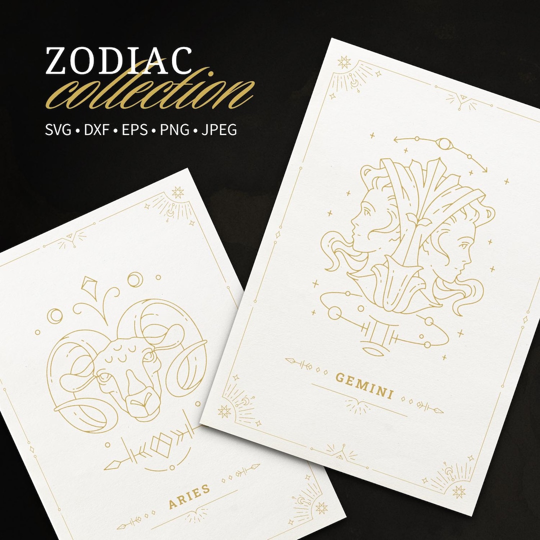 Zodiac Signs SVG Bundle, Celestial Astrology Clipart, Mystical ...