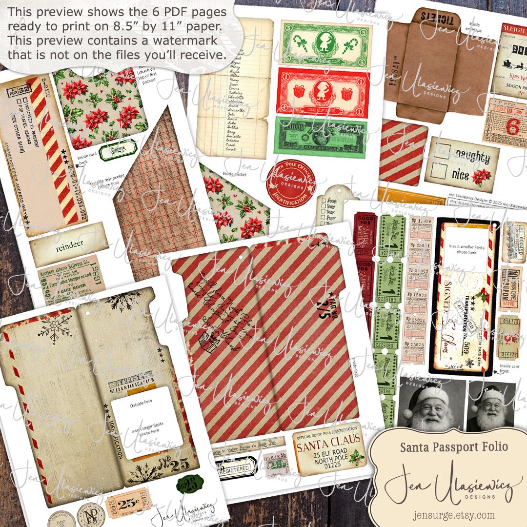 Santa Claus Passport Folio Printable: Christmas Holiday Fun (digital ...