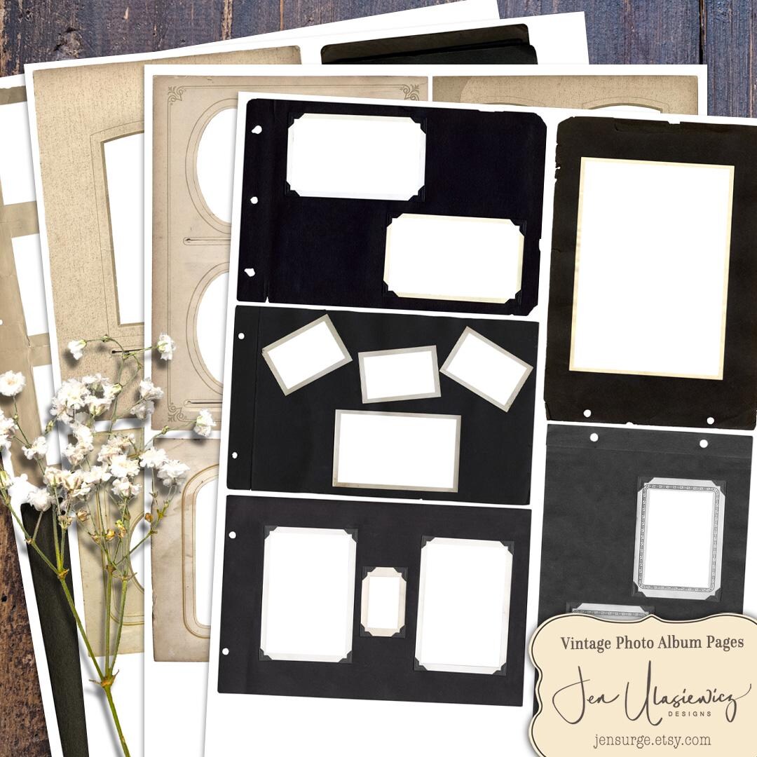 Vintage Photo Album Frames Digital Collage Sheet for Crafts / Junk ...