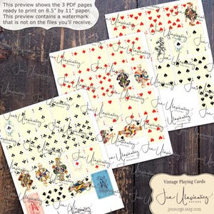 Vintage Playing Cards Digital Collage Sheet: Junk Journal Ephemera (PNG ...