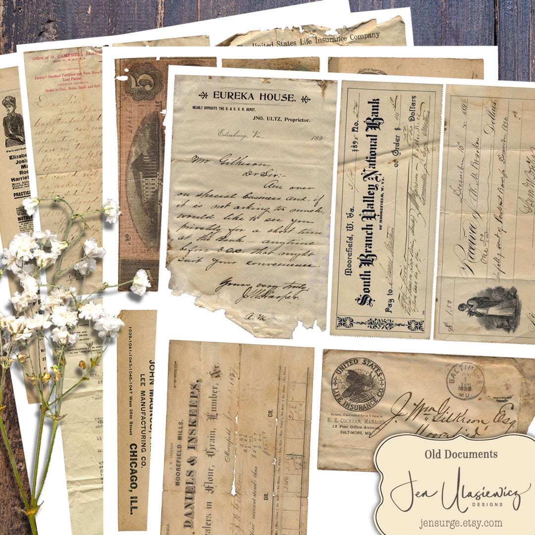Old Documents Ephemera: Vintage Paper Textures (digital Collage) - Etsy