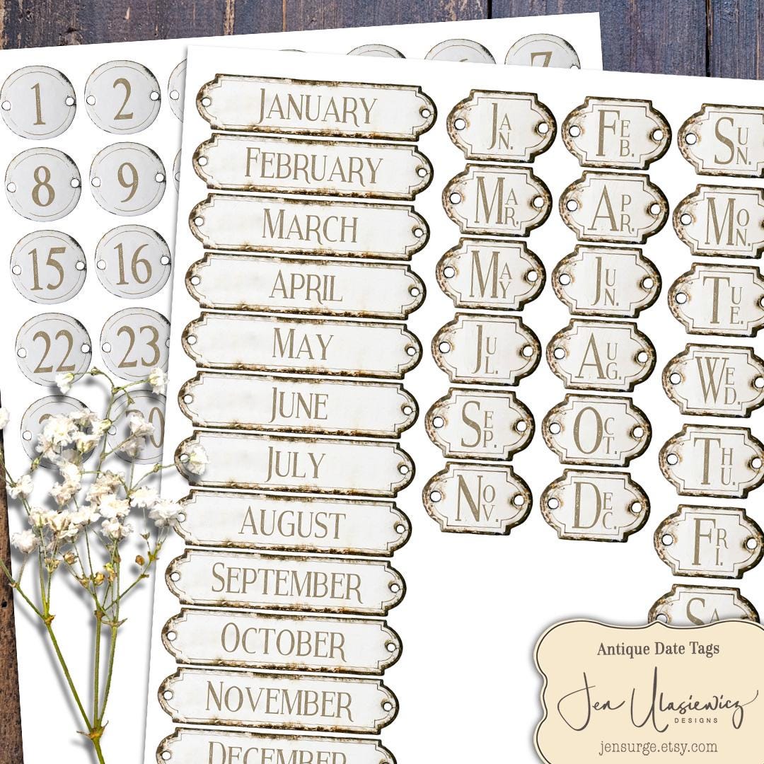 Antique Date Tags: Printable Ephemera for Junk Journals (digital ...