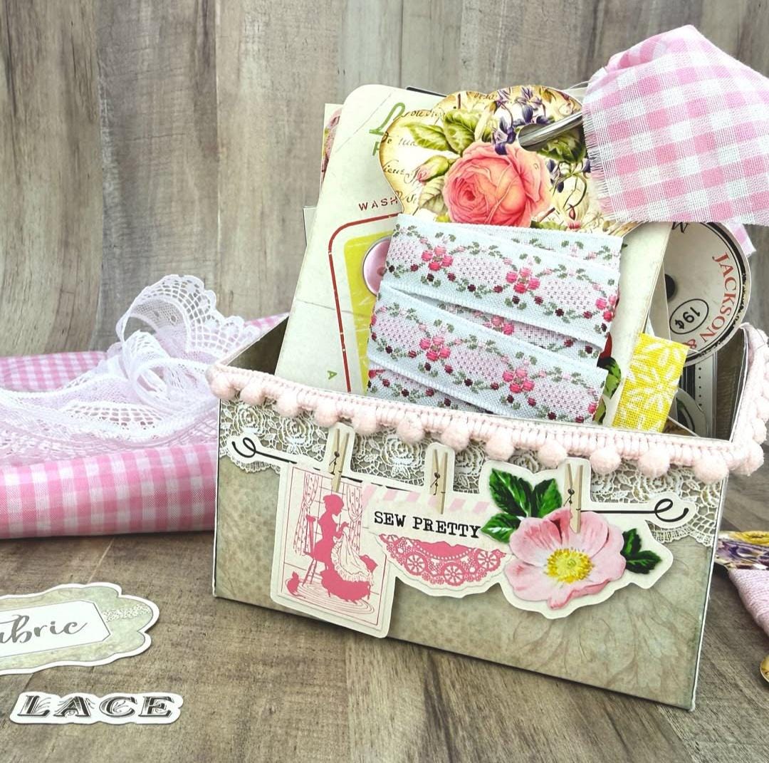 Vintage Spool Cards Printable: Lace, Ribbon & String Storage (digital ...
