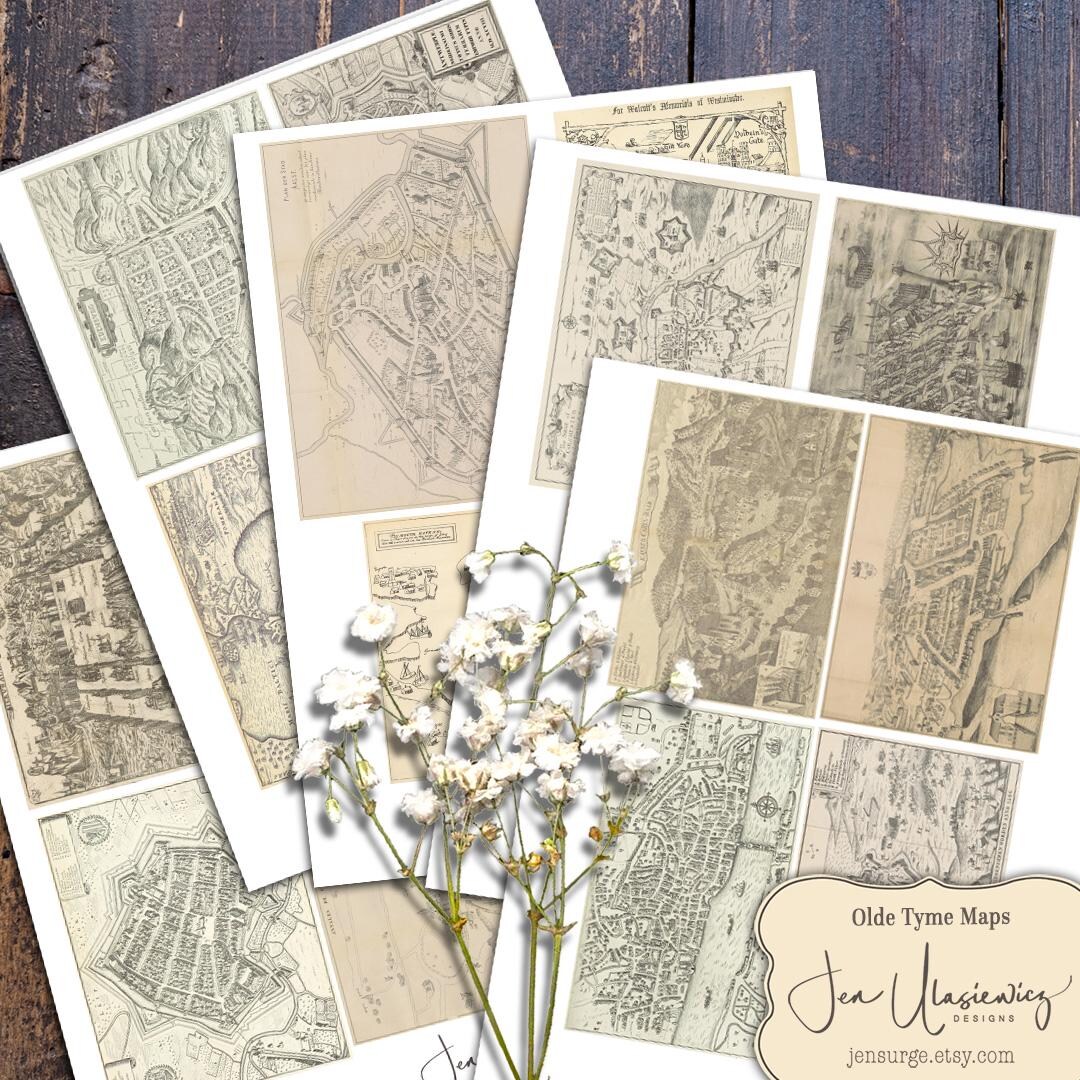 Olde Tyme Maps Digital Collage Sheet for Crafts / Junk Journal ...