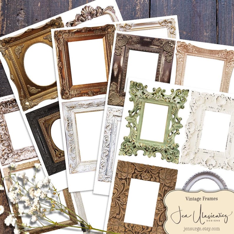 Vintage Frames Digital Collage Sheet: Scrapbook & Junk Journal (PDF) - Etsy