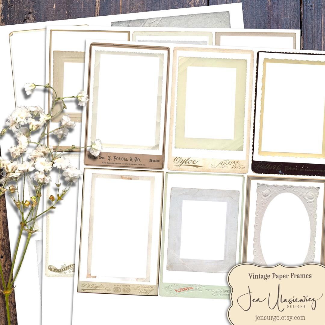 Vintage Paper Frames Digital Collage Sheet for Crafts / Junk Journal ...