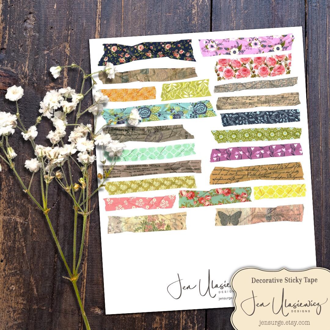 Decorative Sticky Tape Strips: Floral Collage Sheet (digital Download ...