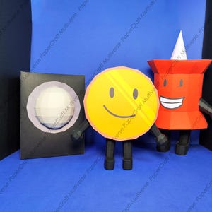 Coiny BFDI Papercraft Model - Printable DIY Template, Low Poly, 3D ...