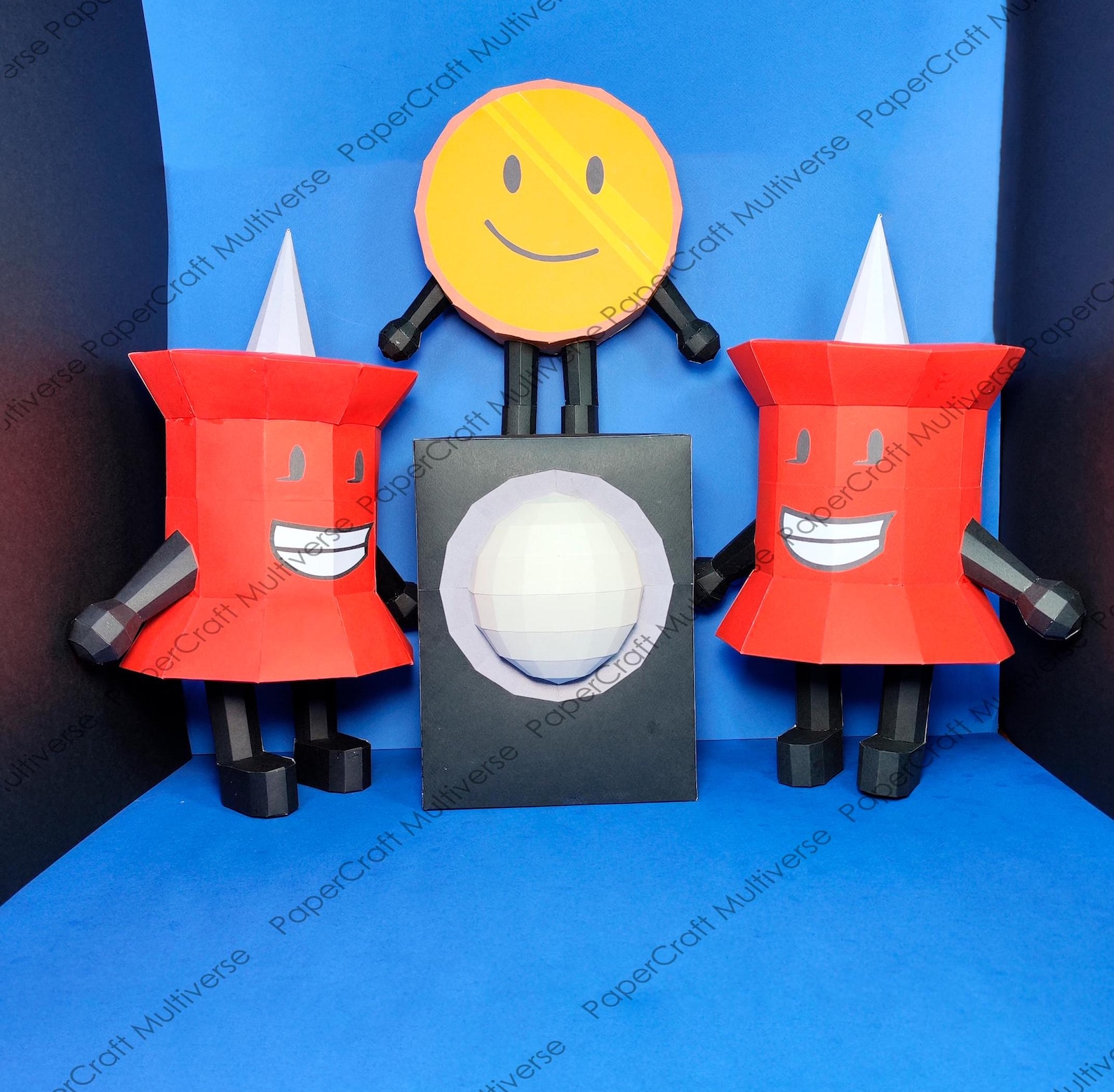 Coiny BFDI Papercraft Model - Printable DIY Template, Low Poly, 3D ...