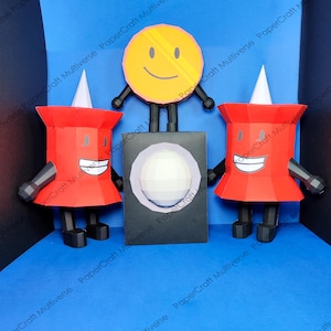 Coiny BFDI Papercraft Model - Printable DIY Template, Low Poly, 3D ...