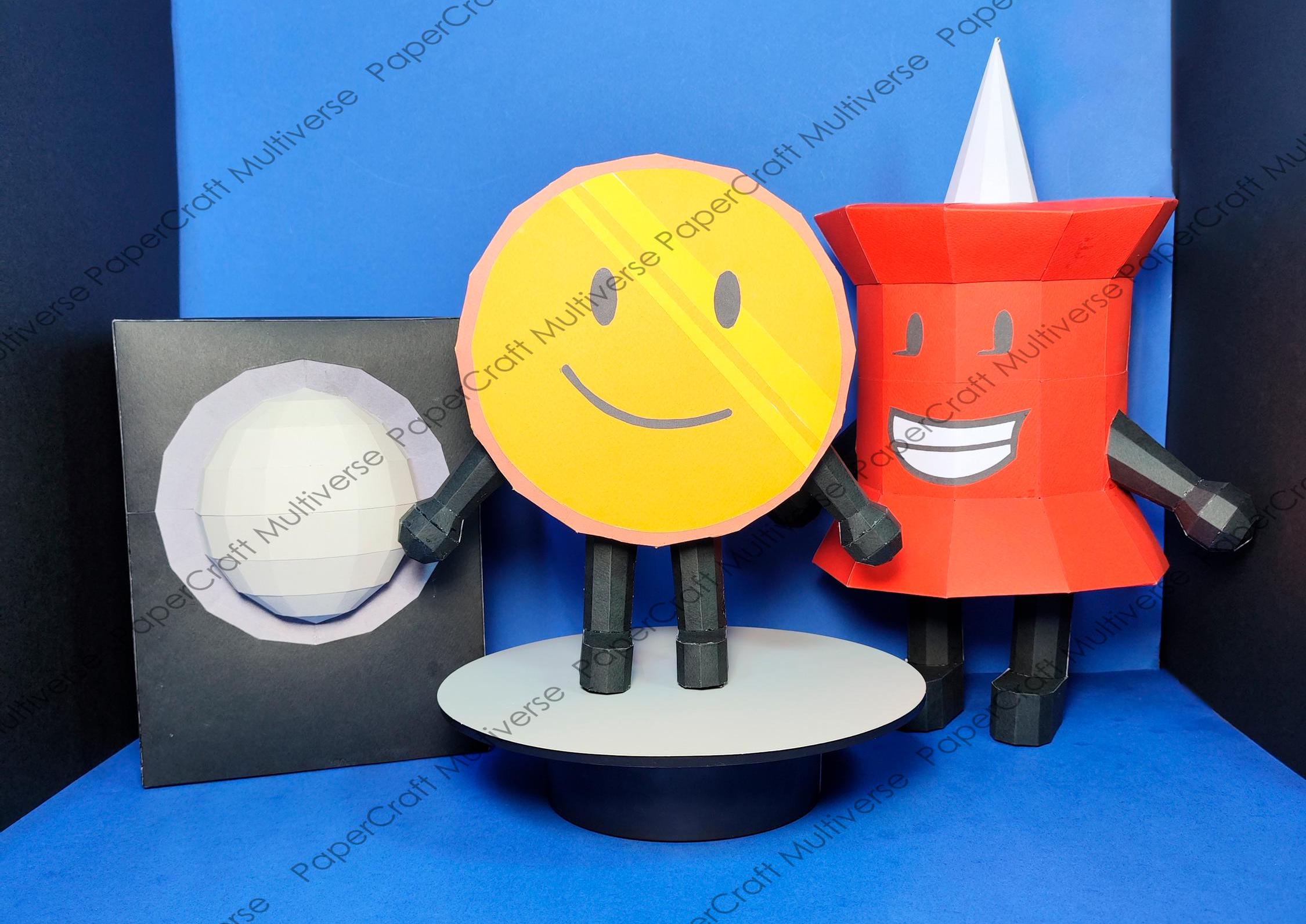 Coiny BFDI Papercraft Model - Printable DIY Template, Low Poly, 3D ...